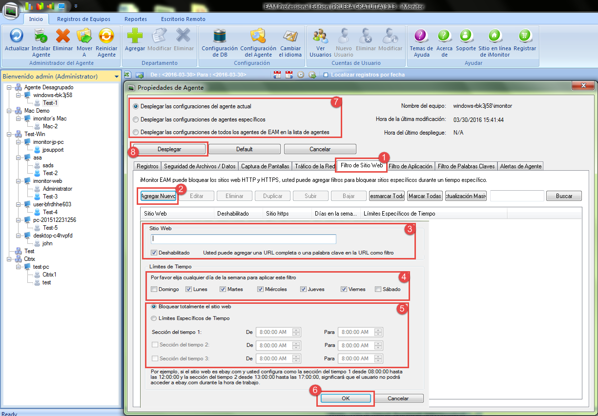 Configuraciòn de filtro de sitio web